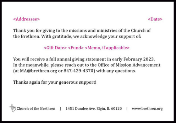 Mission Advancement office makes change in gift acknowledgment and ...